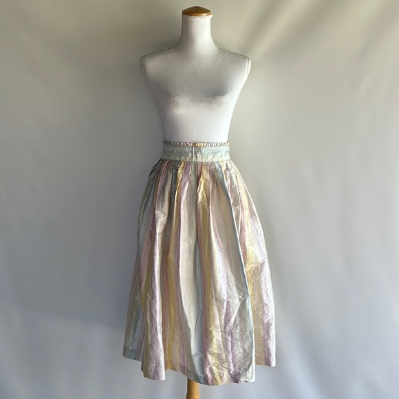 Cullinane | Skirts | Vintage Cullinane Raw Silk Rainbow Pastel Midi ...